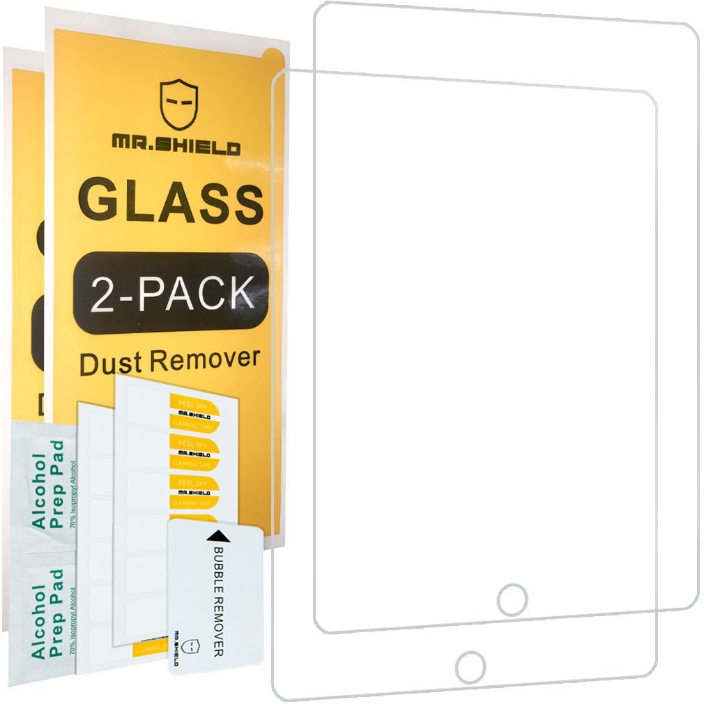 Mr.Shield [2-PACK] Designed For iPad Pro (12.9" Inch) [2015-2017 Version] [Tempered Glass] Screen Protector [0.3mm Ultra Thin 9H Hardness 2.5D Round Edge] with Lifetime Replacement