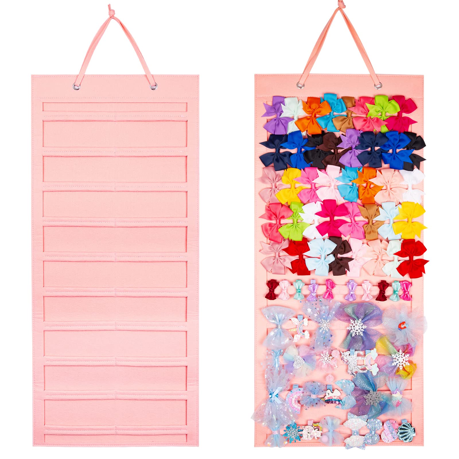 Bow Holder for Girls Hair Bows Large Bow Holder Hair Bow Organizer Claw Clip Organizer Hair Clip Organizer Bow Hanger for Girls Hair Bows Hair Bow Holder for Wall, Door, Closet (Pink-A)