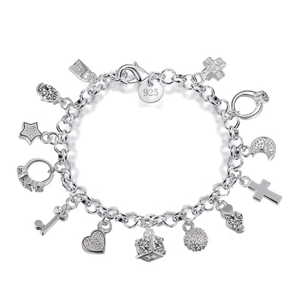 Aeora S925 Silver Thirteen Hanging Pieces Bracelet for Women Gift Bracelets & Bangles Jewelry