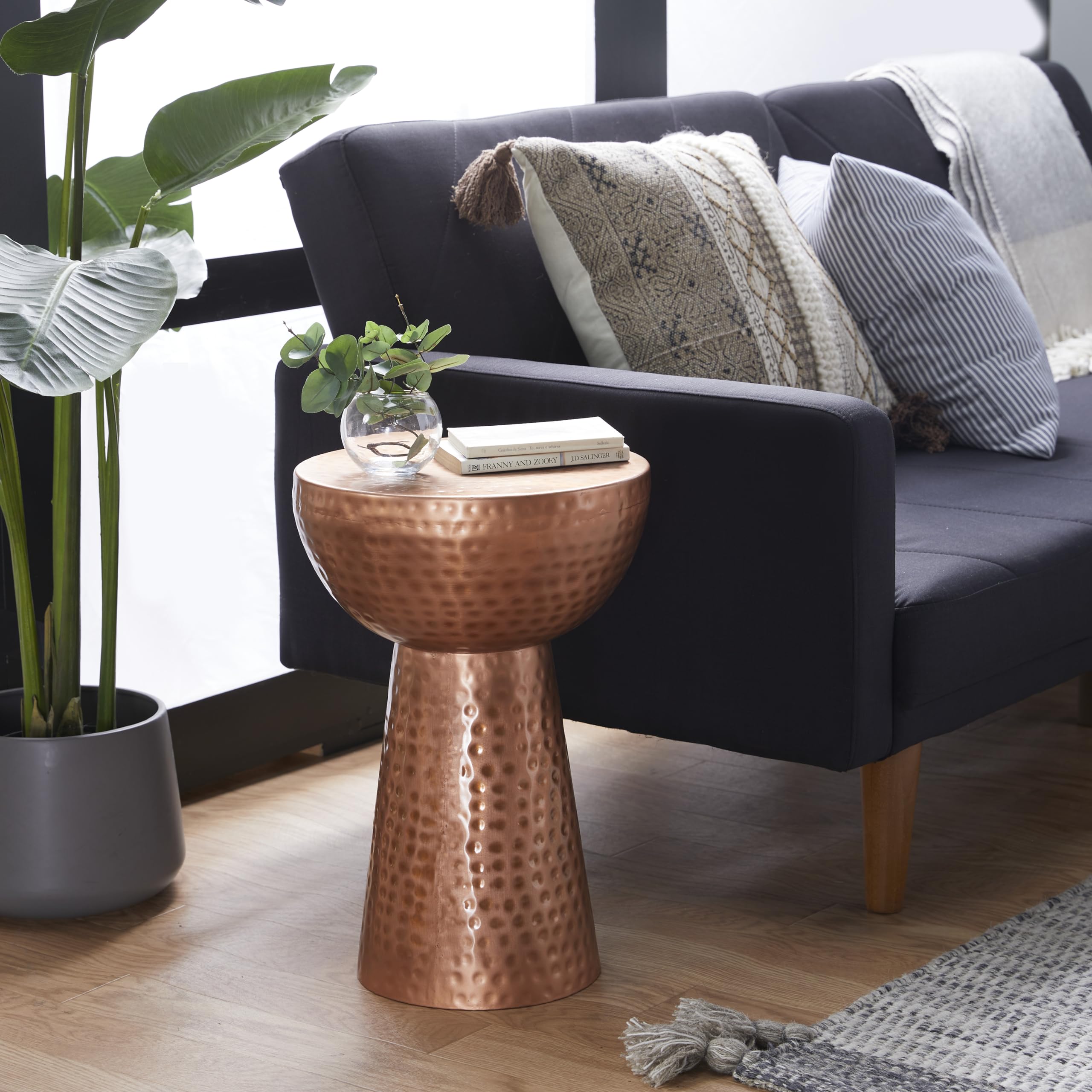 Deco 79 Metal End Accent, Side Table 14" x 14" x 20", Copper