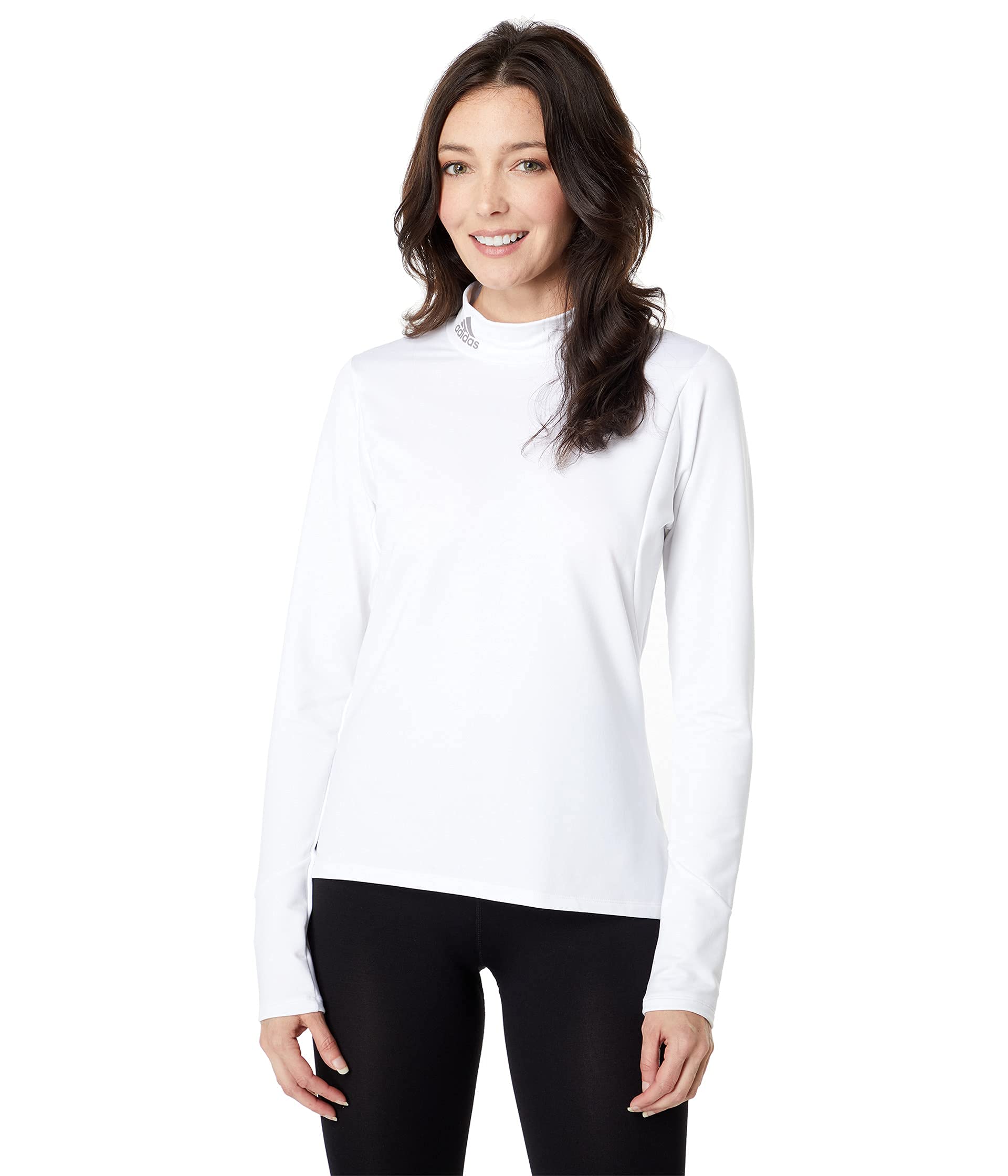 adidas Golf Women's Standard Sport Performance Primegreen Cold.RDY Long Sleeve Mock, White, M