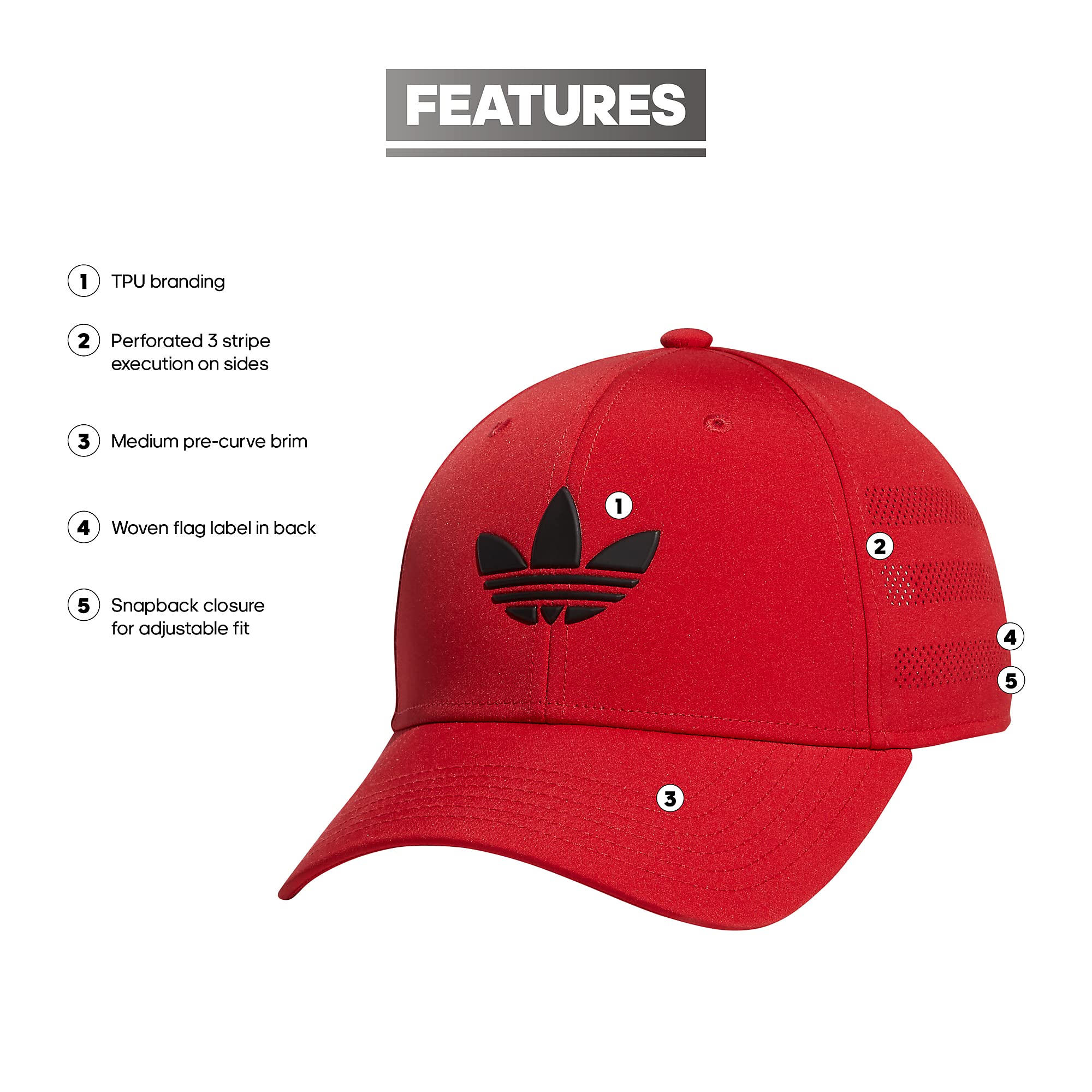 adidas Originals Men's Beacon Structured Precurve Snapback Cap, Black/Black Metallic, One Size