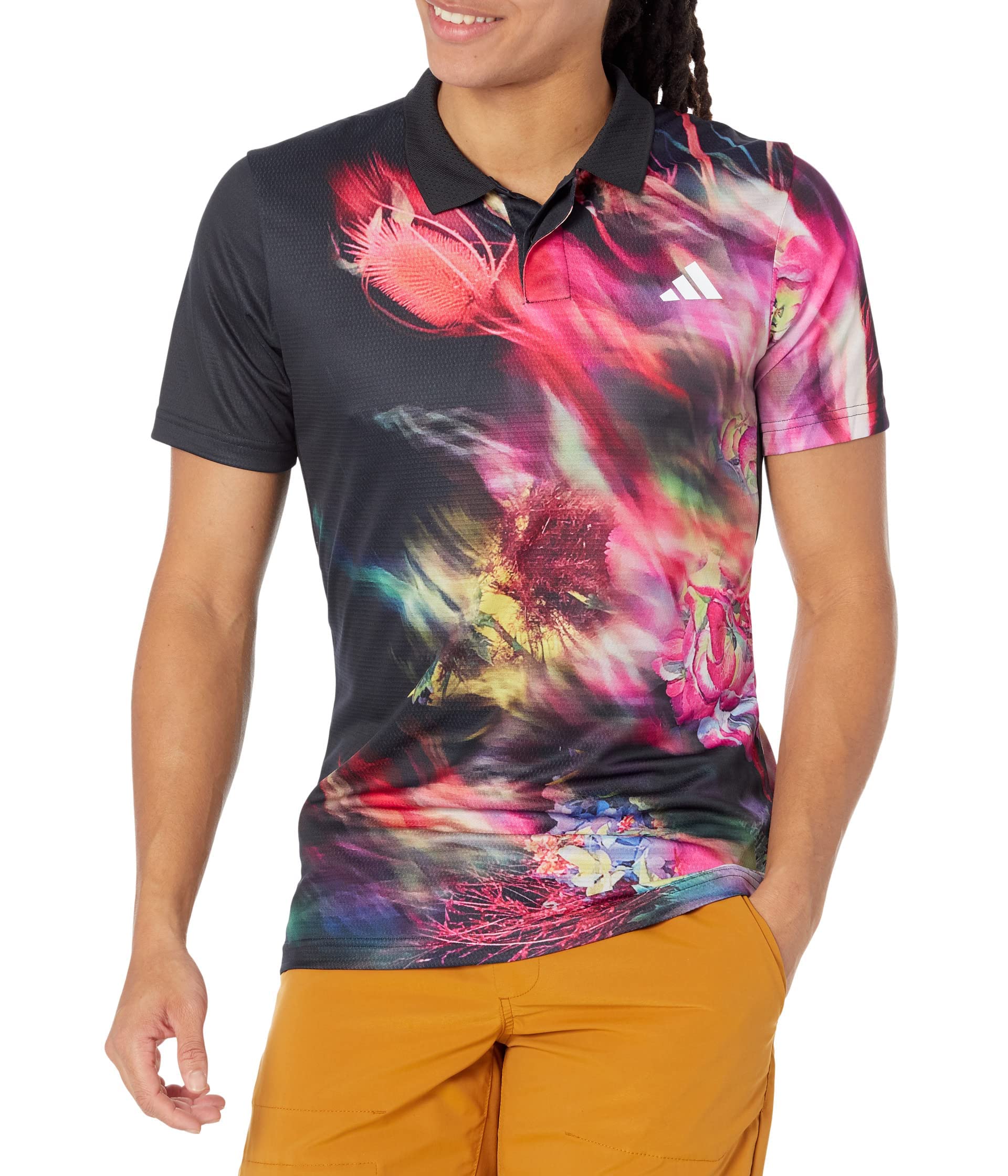 adidas Men's Tennis Free Lift Polo Shirt, Multicolor/Black (Melbourne), Medium