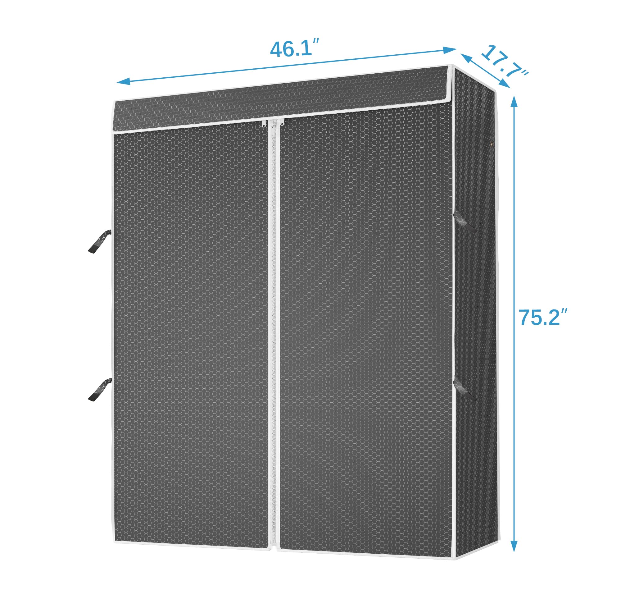VIPEK Cover ONLY for V2/V2S/V7/V7 Basic/V11S/R4/R4i/R1 Plus/V2i Garment Rack, Dustproof Oxford Fabric Clothing Rack Cover with Zipper, 46.1" L X 17.7" W X 75.2" H, Black