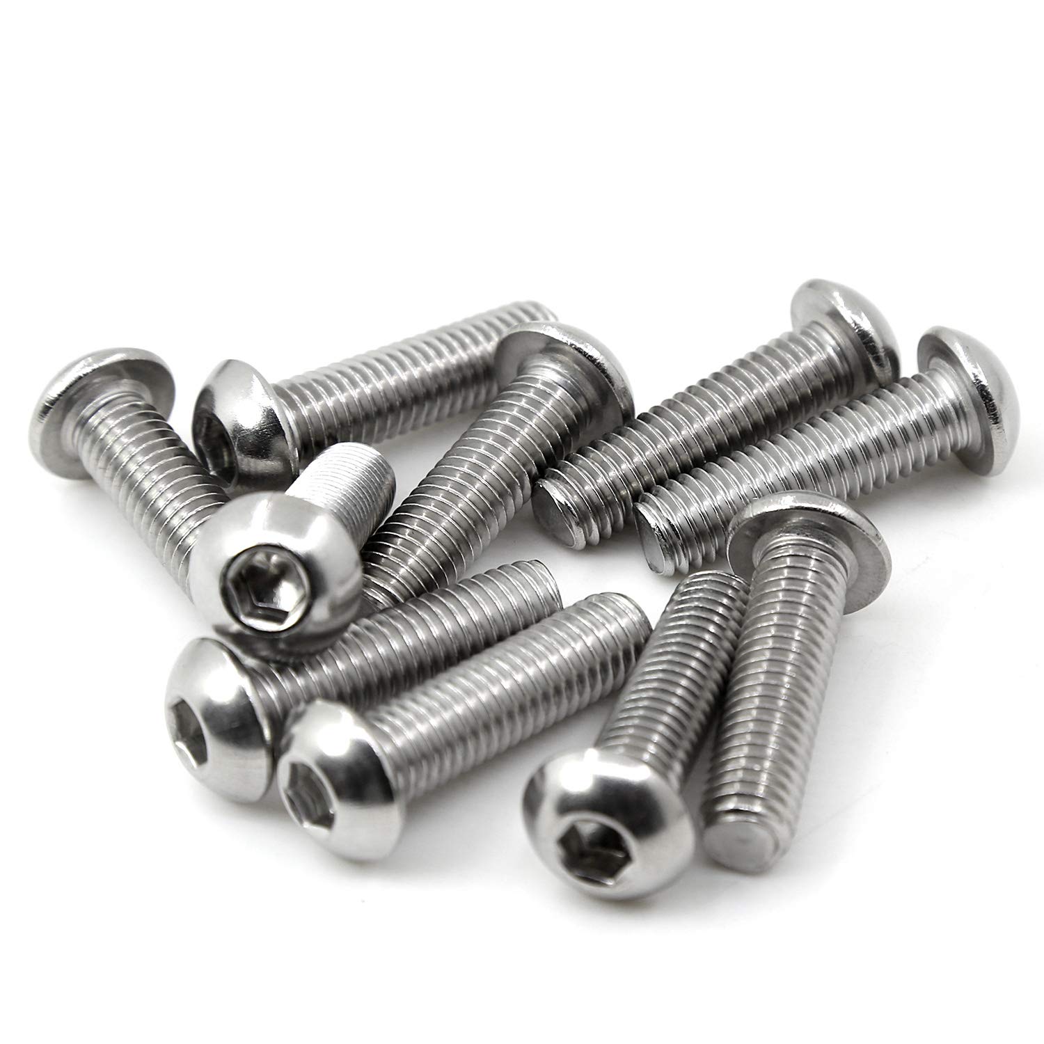 M6-1.0 x 30mm Button Head Socket Cap Screws Metric, Passivated 18-8 Stainless Steel, Allen Socket Drive, Full Thread, Machine Thread, 25 PCS