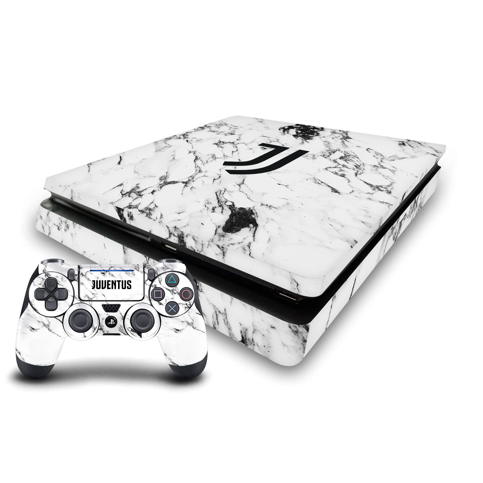 Head Case Designs Officially Licensed Juventus Football Club White Marble Art Vinyl Sticker Gaming Skin Decal Cover Compatible With Sony PlayStation 4 PS4 Slim Console and DualShock 4 Controller