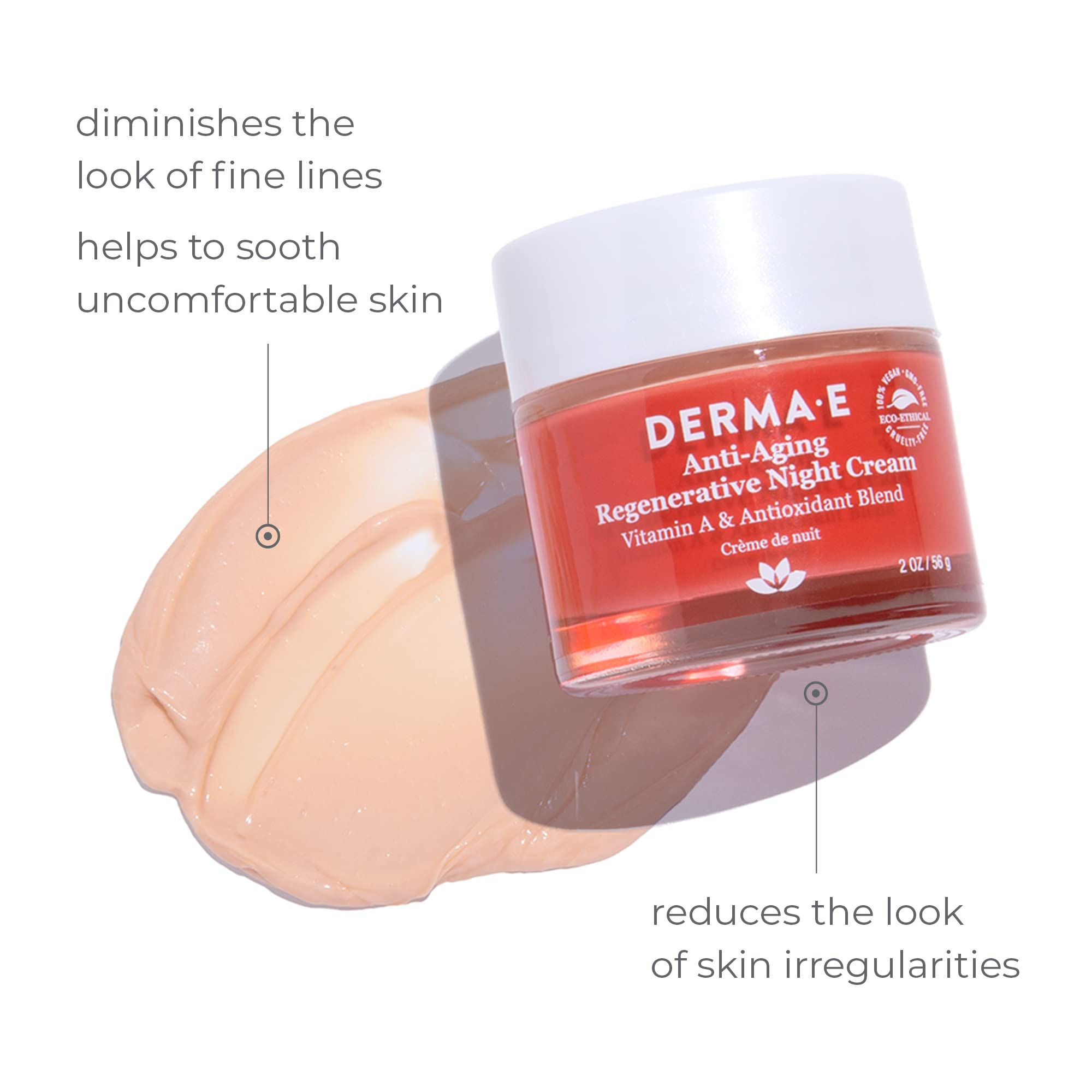 Derma E Anti-Aging Regenerative Night Cream β Firming Astaxanthin Moisturizer For Face β Lightweight Overnight Anti-Wrinkle Cream With Jojoba Oil And Vitamin E, 2 oz