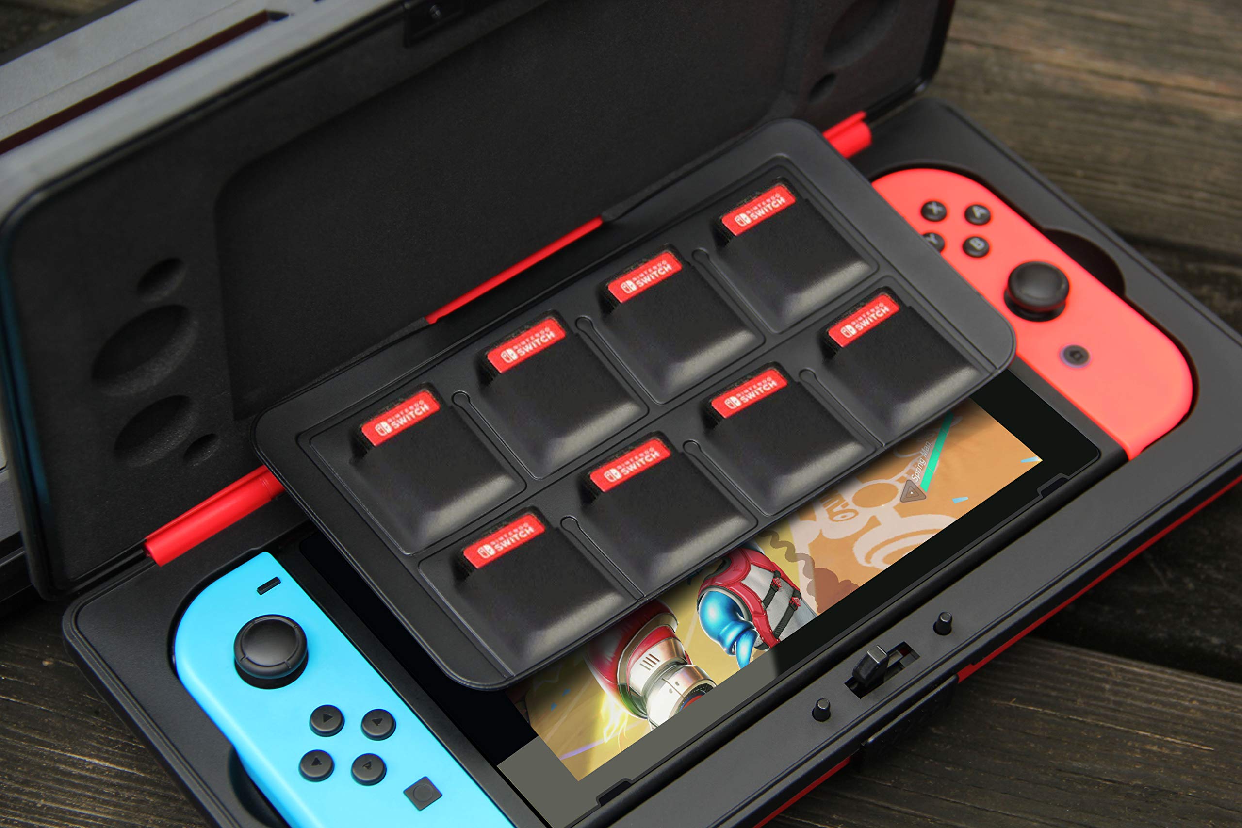 Amazon Basics Vault Case for Nintendo Switch, 10.5 x 5.4 x 1.8 inches, Red (Not compatible with Nintendo Switch OLED model)
