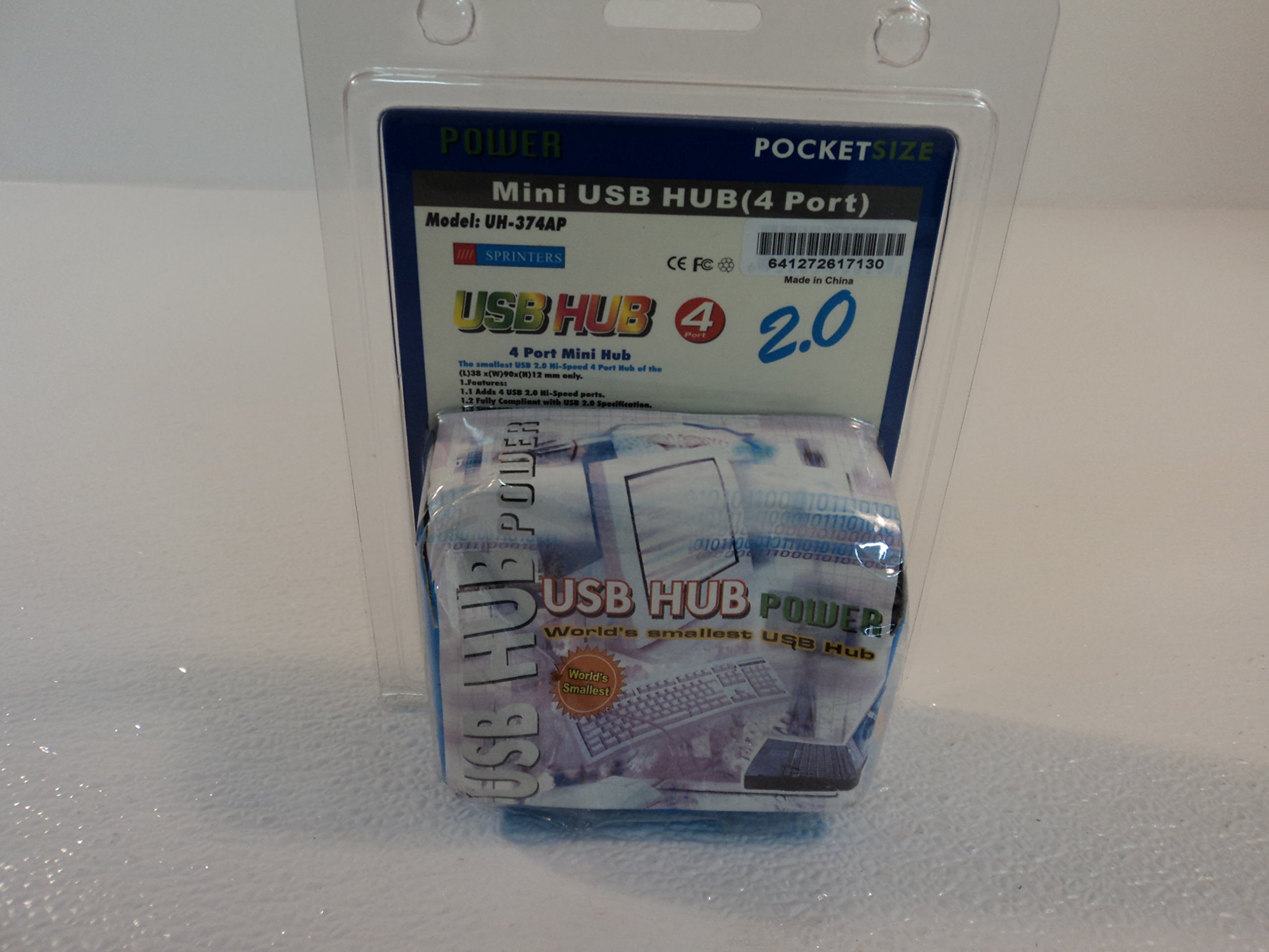 Sprinters Mini 4 Port USB Hub 2.0 Pocket Size Plug and Play UH-374AP