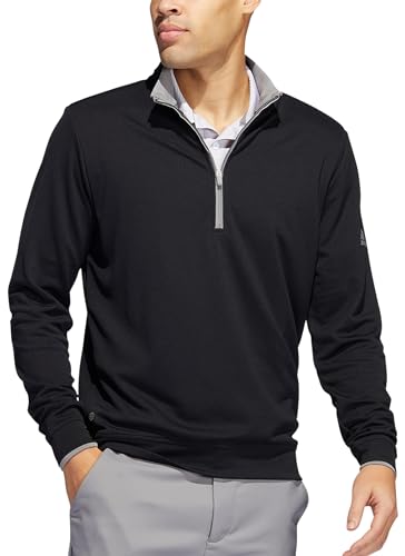adidas Men's UPF Quarter Zip Pullover, Black, X-Large