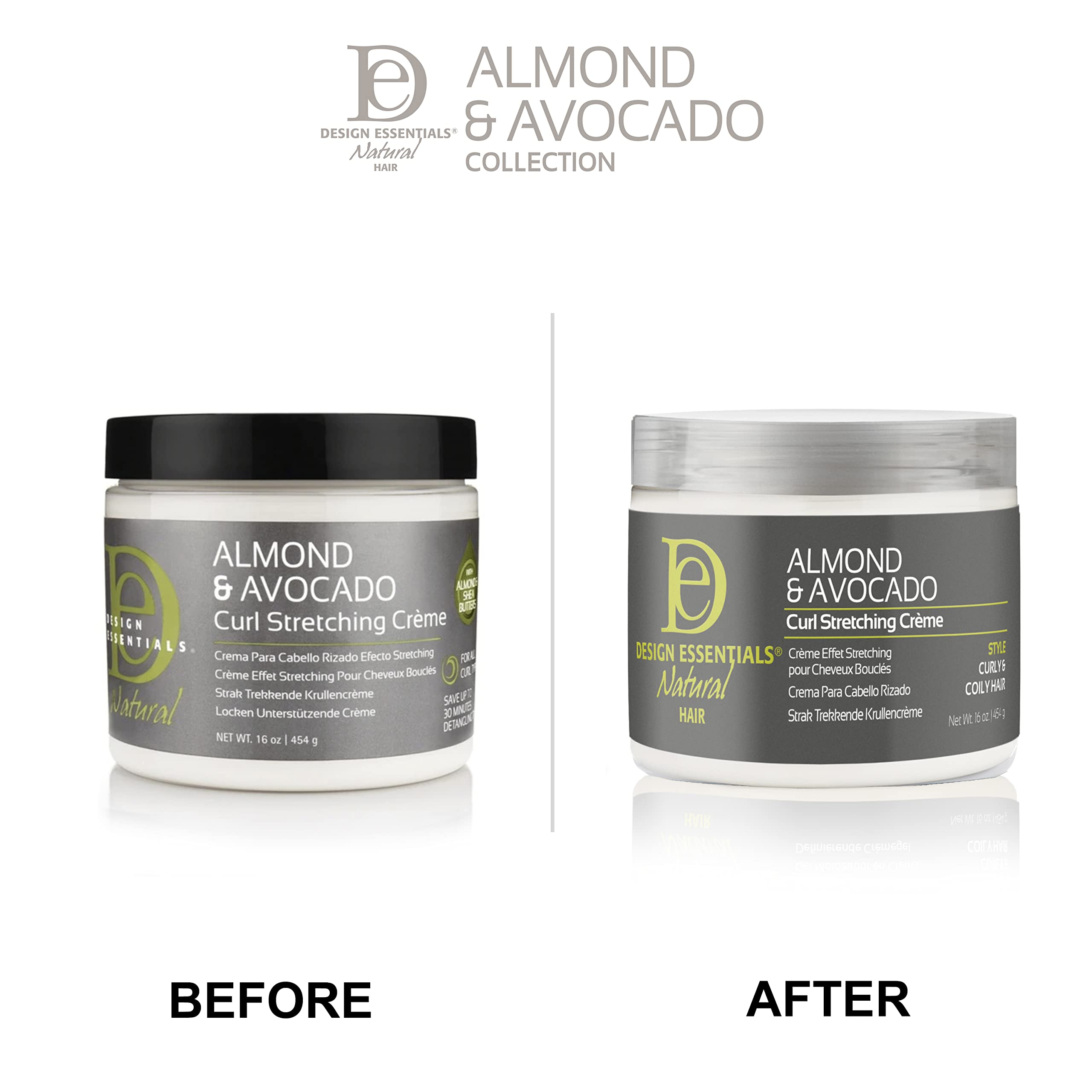 Design Essentials Natural Almond & Avocado Curl Stretching Cream For All Curl Types, Stretching Crème, 16 Fl Oz