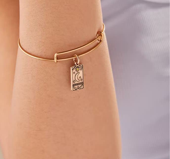 Alex and Ani Path of Symbols Expandable Bangle for Women, Intuition Moon Oracle Charm, Rafaelian Gold Finish, 2 to 3.5 in