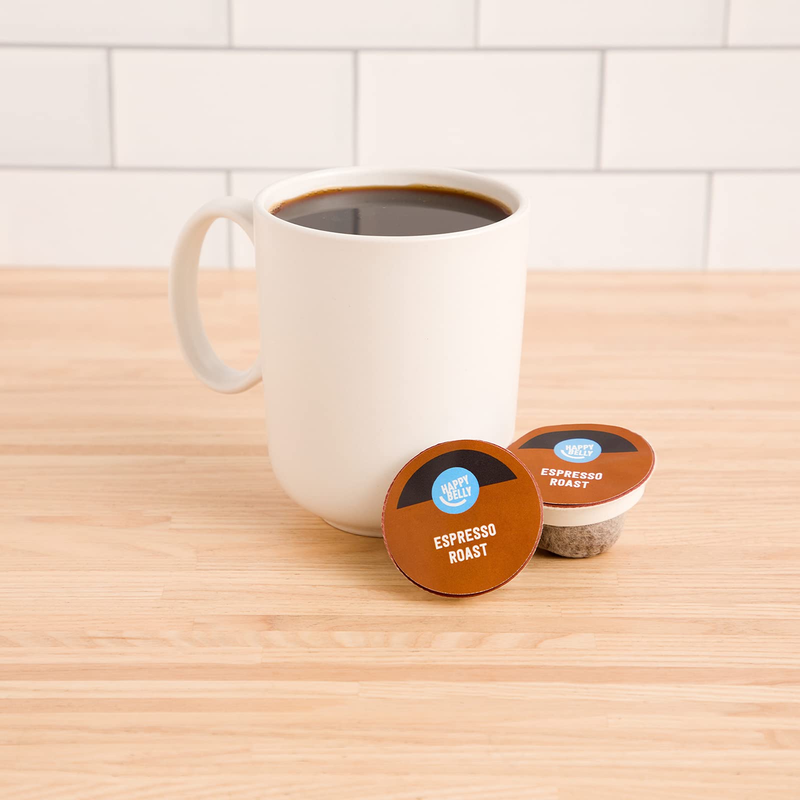 Amazon Brand - Happy Belly Espresso Roast Coffee Pods (Dark Roast), Compatible with K-Cup Brewer, 96 Count