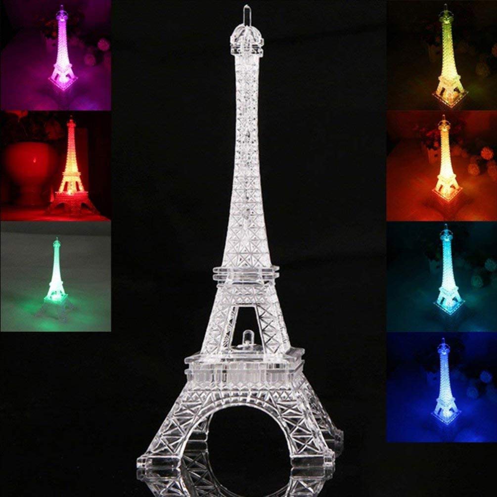 NUOBESTY 2pcs Eiffel Tower Night Lights LED Table Lamps RGB Color Changing Lamps Eiffel Tower Ornaments for Living Room Bedroom Nursery Room 136cm