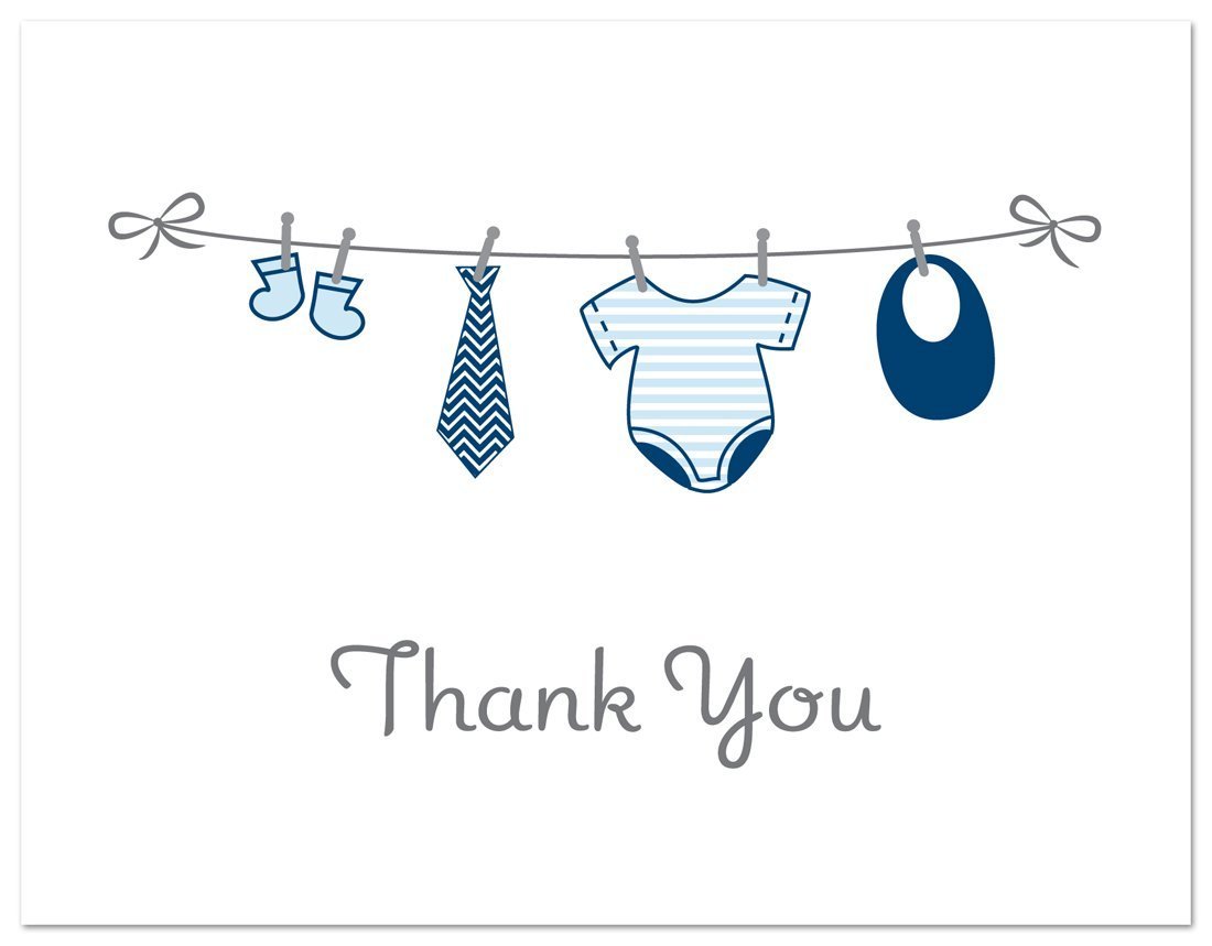 MyExpression 50 Cnt Hanging Baby Boy Cloth Baby Thank You Cards