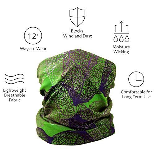 Active Tube Recycled Neck Gaiter Face Mask, Breathable Running Fishing Hiking (Leafy Green)