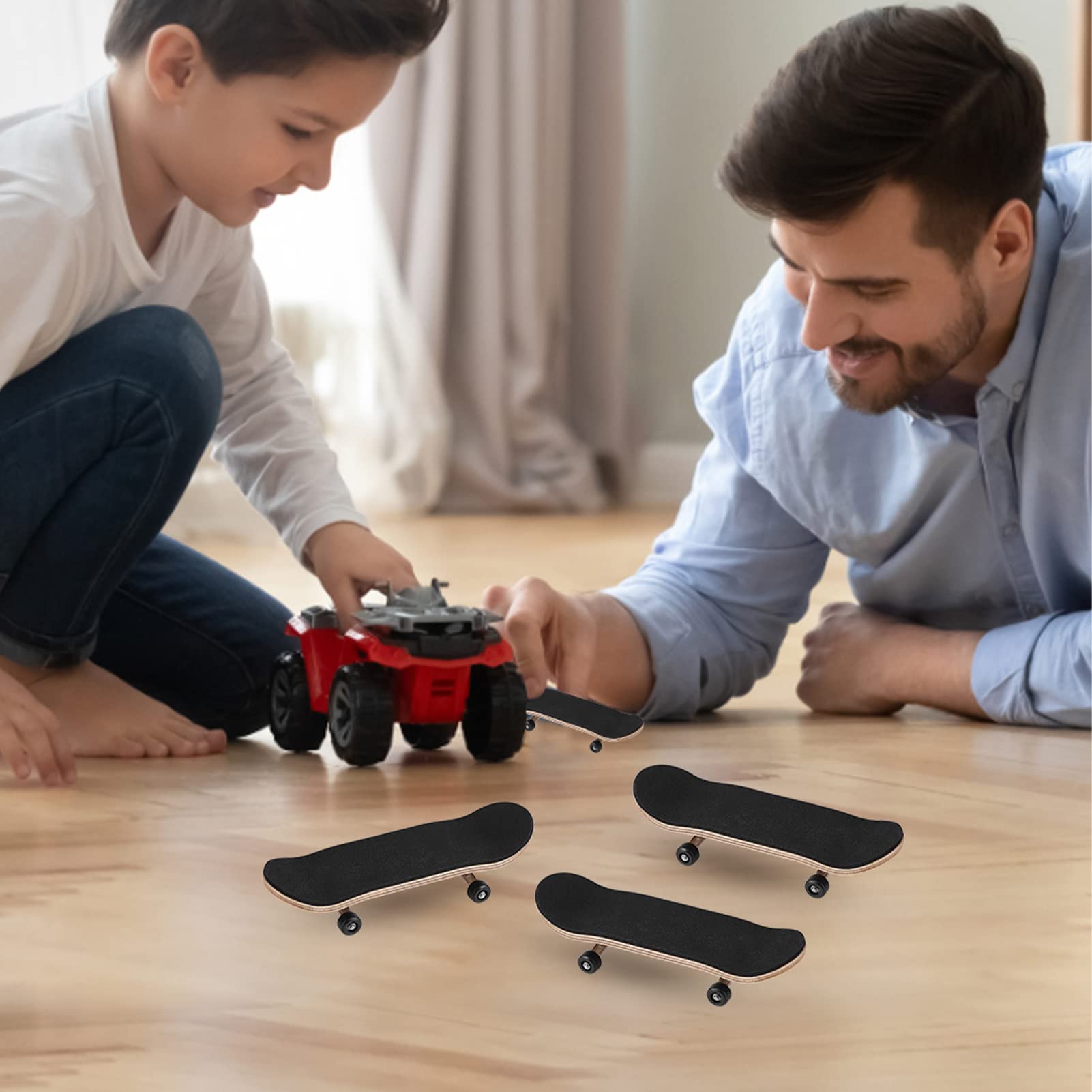 Combort 1Pc Finger Skateboards Fingerboards Sets, Maple Wooden+Alloy Fingerboard Finger Skateboards with Box Reduce Pressure Kids Gifts(Black)
