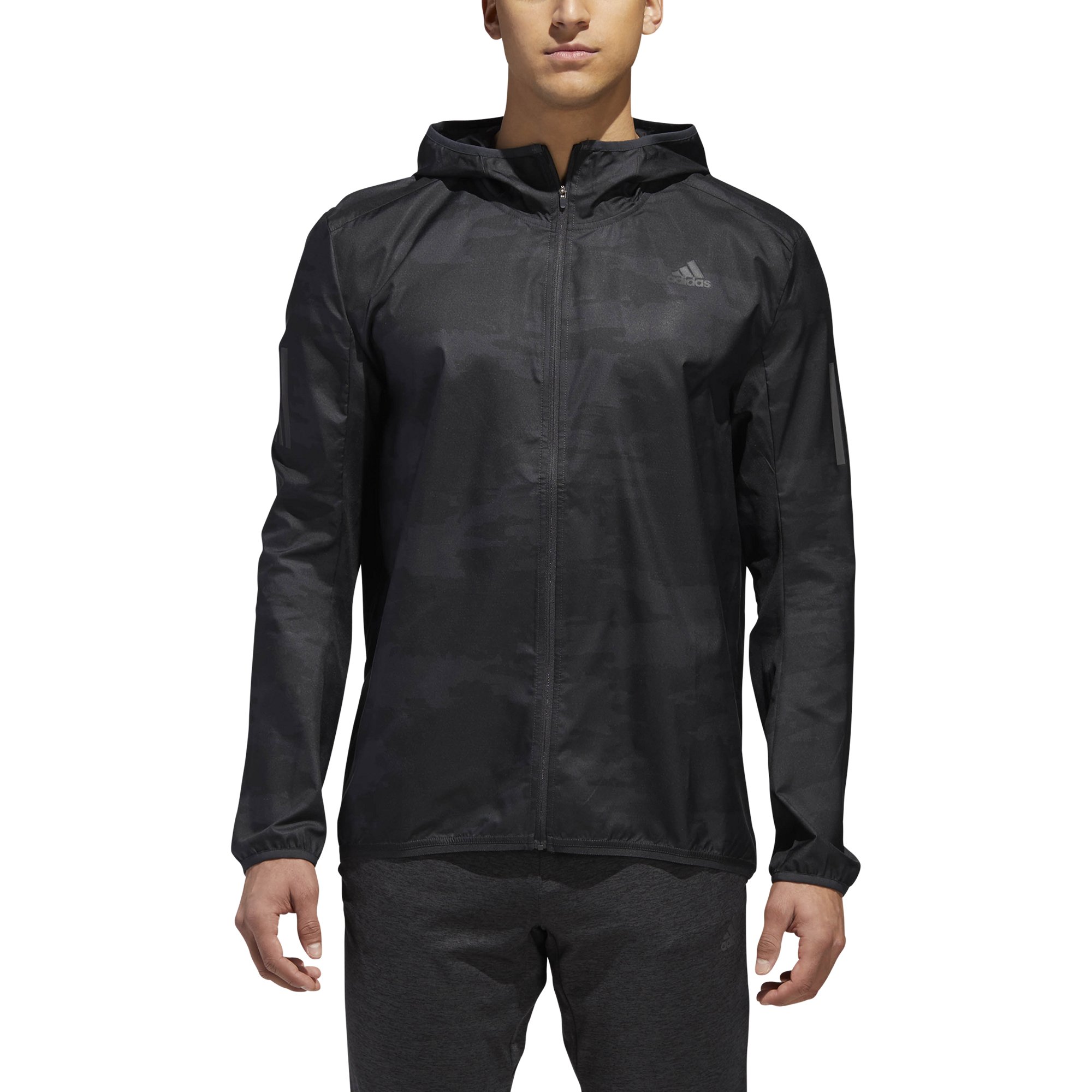 adidas Running Response Graphic Hooded Wind Jacket, Carbon, Large
