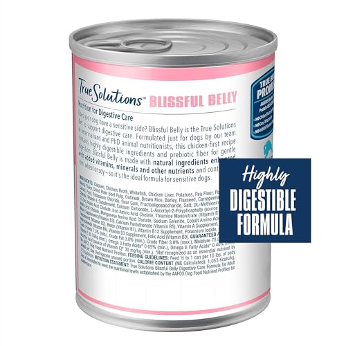 Blue Buffalo True Solutions Blissful Belly Wet Dog Food, Digestive Care Formula, Helps Maintain Stool Quality, 12.5-oz. Cans (12 Count)