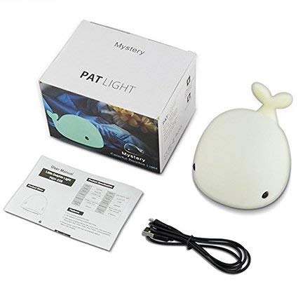 Mystery 4-Modes Children Night Light, USB Rechargeable Dolphin Night Light With Warm White, Strong White, 5 Single Colors and 5-Color Breathing Modes, Sensitive Tap Control for Baby Adults Bedroom