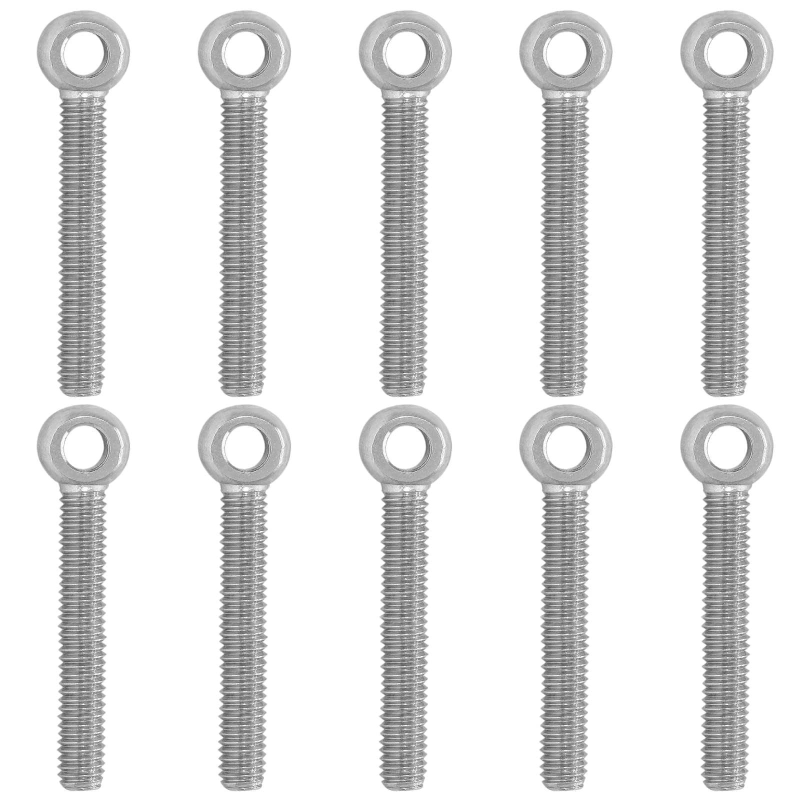 Augiimor 10pcs 304 Stainless Steel Eye Bolt M6 x 40mm Welded Closed Shoulder Swing Lifting Eye Bolt Machinery Shoulder Screw Rod Eye Screw Bolts