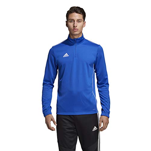 adidas Men's Core 18 Soccer Training Sweatshirt, Bold Blue/White, Large
