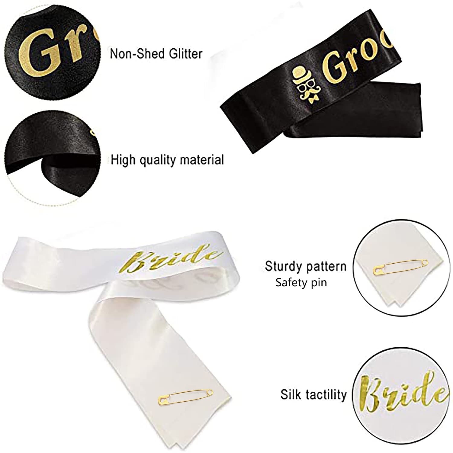 Bachelorette Party Sash - Bride and Groom to Be Sash Bachelor Party Sash Bridal Shower for Wedding Decorations Party Supplies