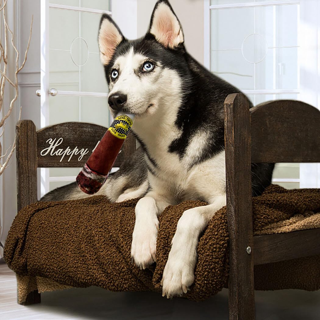 Squeaky Stuffed Cigar Shaped Toy for Dogs - Plush, Lifelike, and Fun Chewable Novelty Pet Accessory