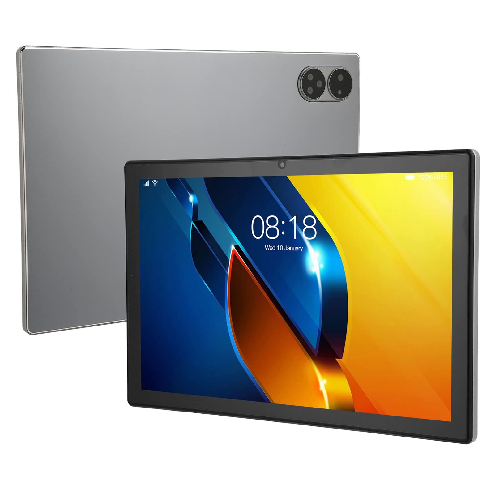 AUHX 10 Inch Tablet, 6 GB 128 GB Phone Tablet 1920 X 1200 IPS Silver Gray for Home (US Plug)