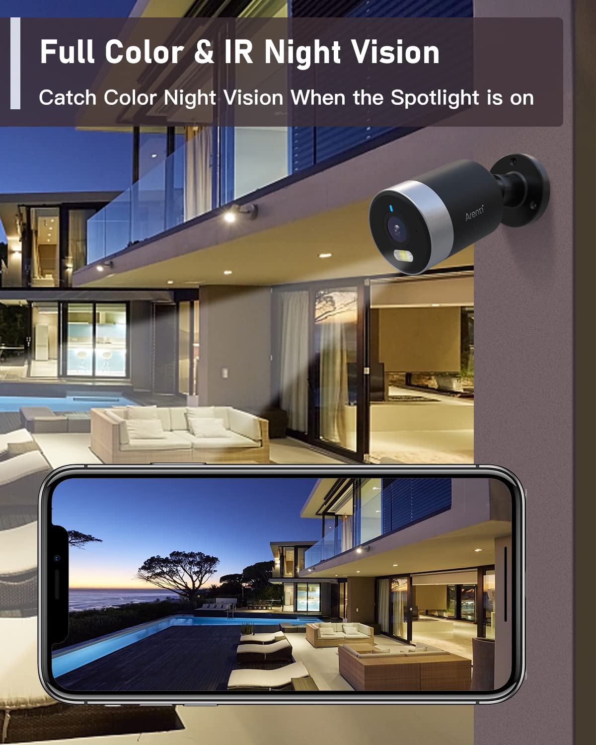 ARENTI Security Camera, Outdoor Cameras for Home 4MP Resolution,IP Camera with Spotlight 2.4GHz/5GHz Dual Band WiFi,Color Night Vision,2-Way Talk,AI Motion Detection Siren Alarm,Cloud&SD Card Storage