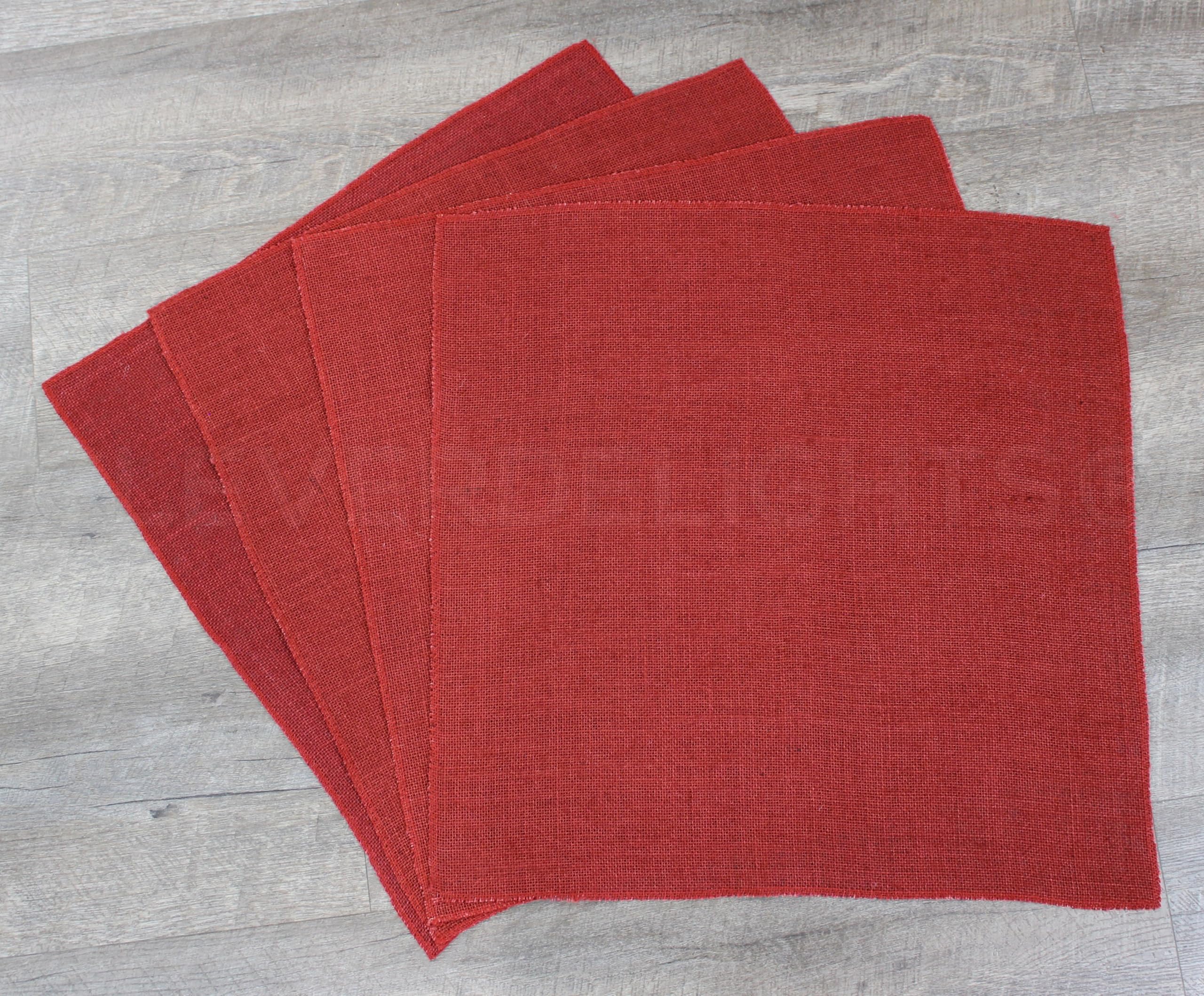 CleverDelights 20 Inch Red Burlap Squares - 12 Pack - Jute Burlap Fabric - Finished Edges - 20" x 20"