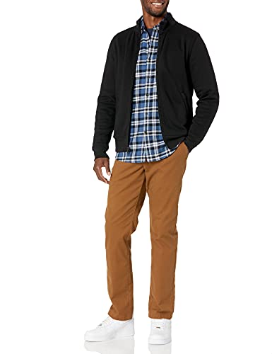 Amazon Essentials Men's Full-Zip Fleece Mock Neck Sweatshirt, Black, Medium