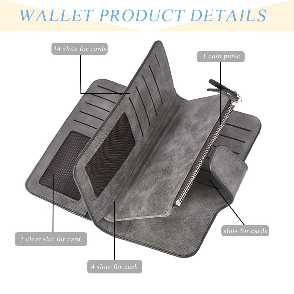 DEABOLAR Women Custom Wallet Personalized Leather Wallet Girlfriend Gift Ladies Wallet (Gray)