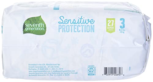 Seventh Generation Baby Diapers, Sensitive Protection, Size 3, 27 Count