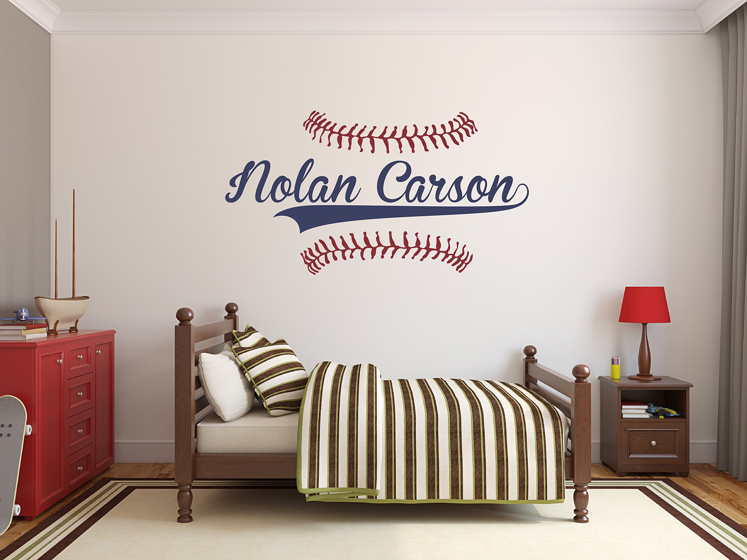 Personalized Name Baseball Wall Decal - Bedroom Wall Decals - Nursery Wall Decals - Boys Baseball Art Vinyl Sticker
