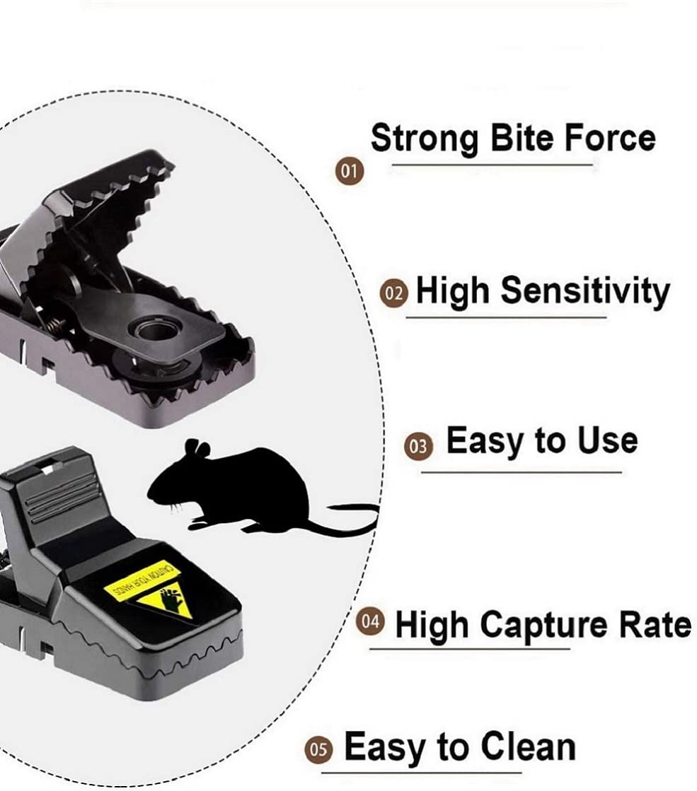 Mouse Trap, 12 Pack Mouse-Traps-Indoor-for-Home Quick Effective Sanitary Safe Mouse Catcher & OWLTRA Indoor Electric Mouse Trap, Instant Kill Rodent Zapper with Pet Safe Trigger, Black, Small