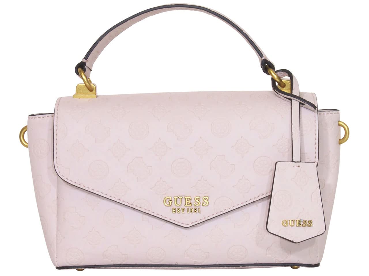 GUESS womens Zanelle Top Handle Flap, White Logo, one size US
