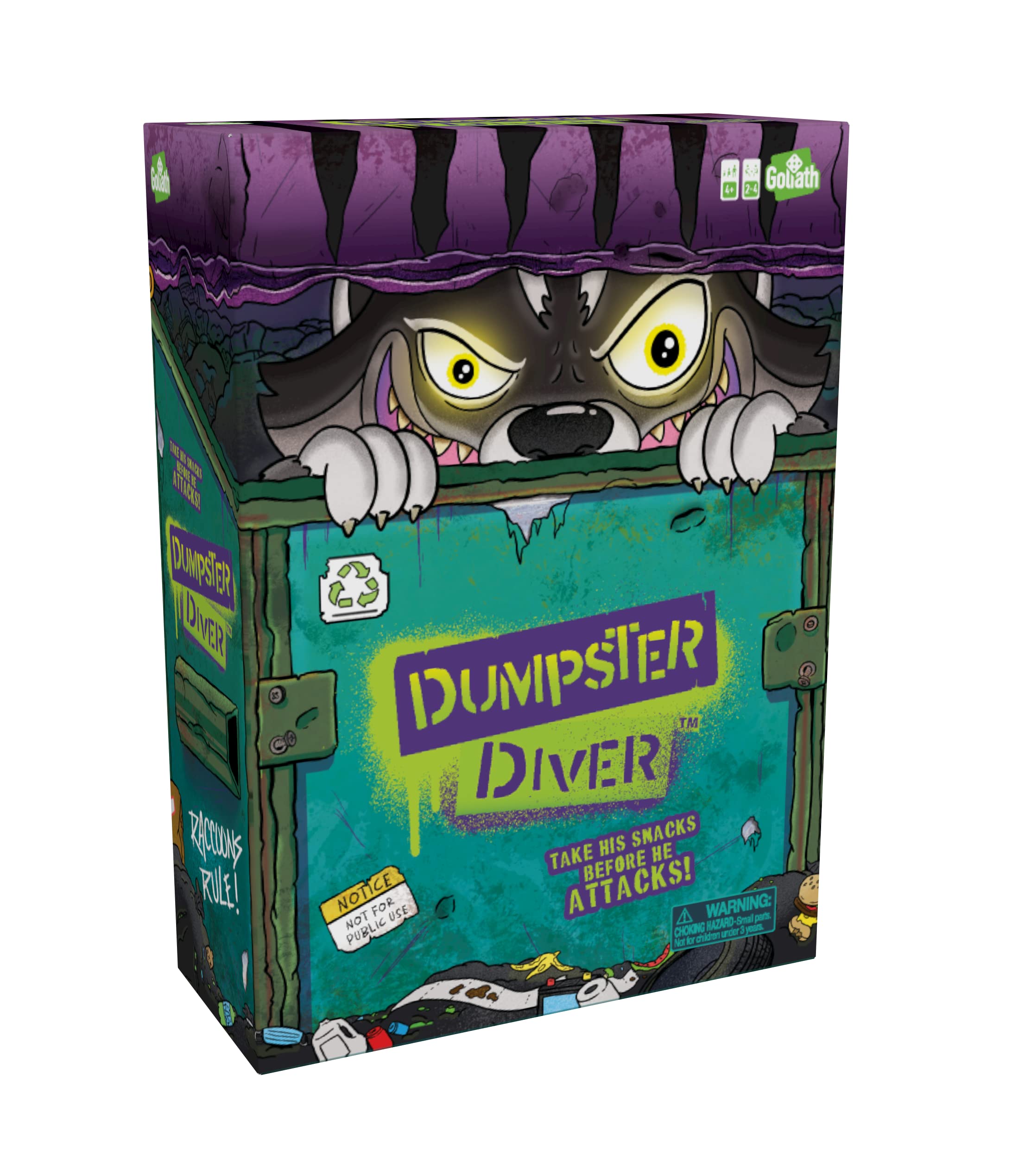 Goliath Dumpster Diver Game - Take Raccoon's Snacks Before His Paw Jumps Out to Defend His Goodies - No Reading Required - Ages 4 and Up, 2-4 Players