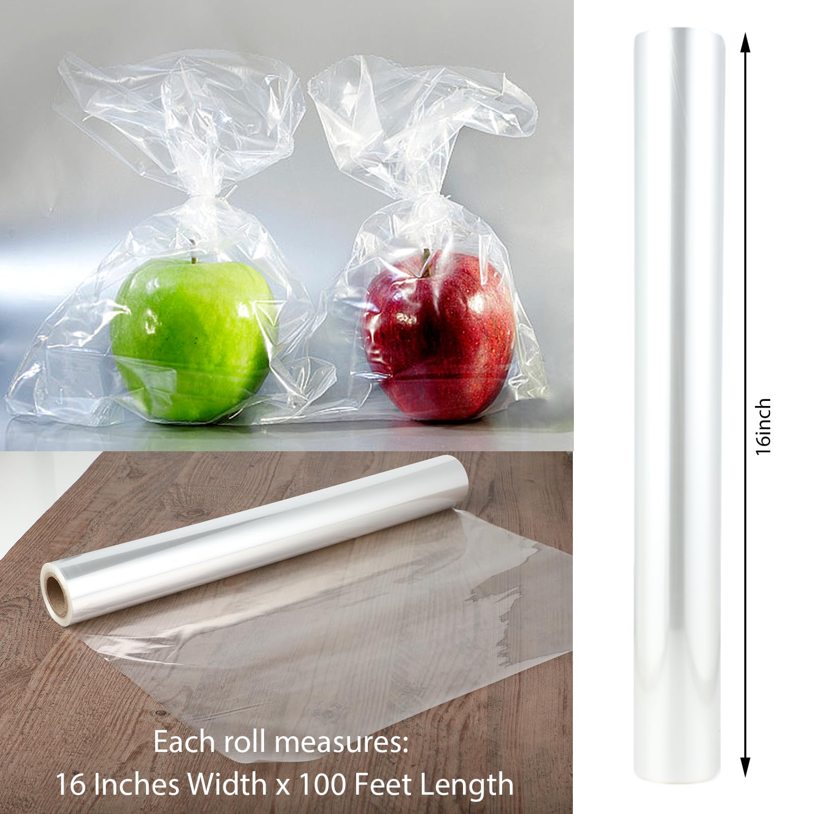Adorox 40" Inch 100' Ft (FOLDED) Clear Cellophane Wrap Roll Christmas Holidays Thanksgiving Easter Halloween Mothers Day (Meets FDA specifications)