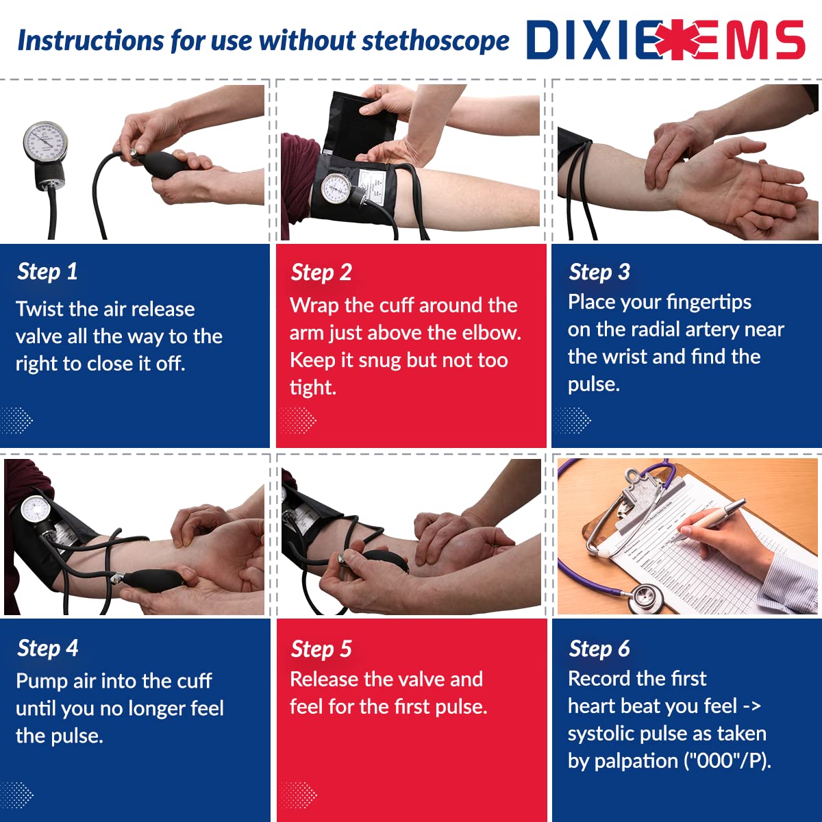 Dixie Ems Deluxe Aneroid Sphygmomanometer Blood Pressure Set W/Adult Cuff, Carrying Case and Calibration Tool - Navy