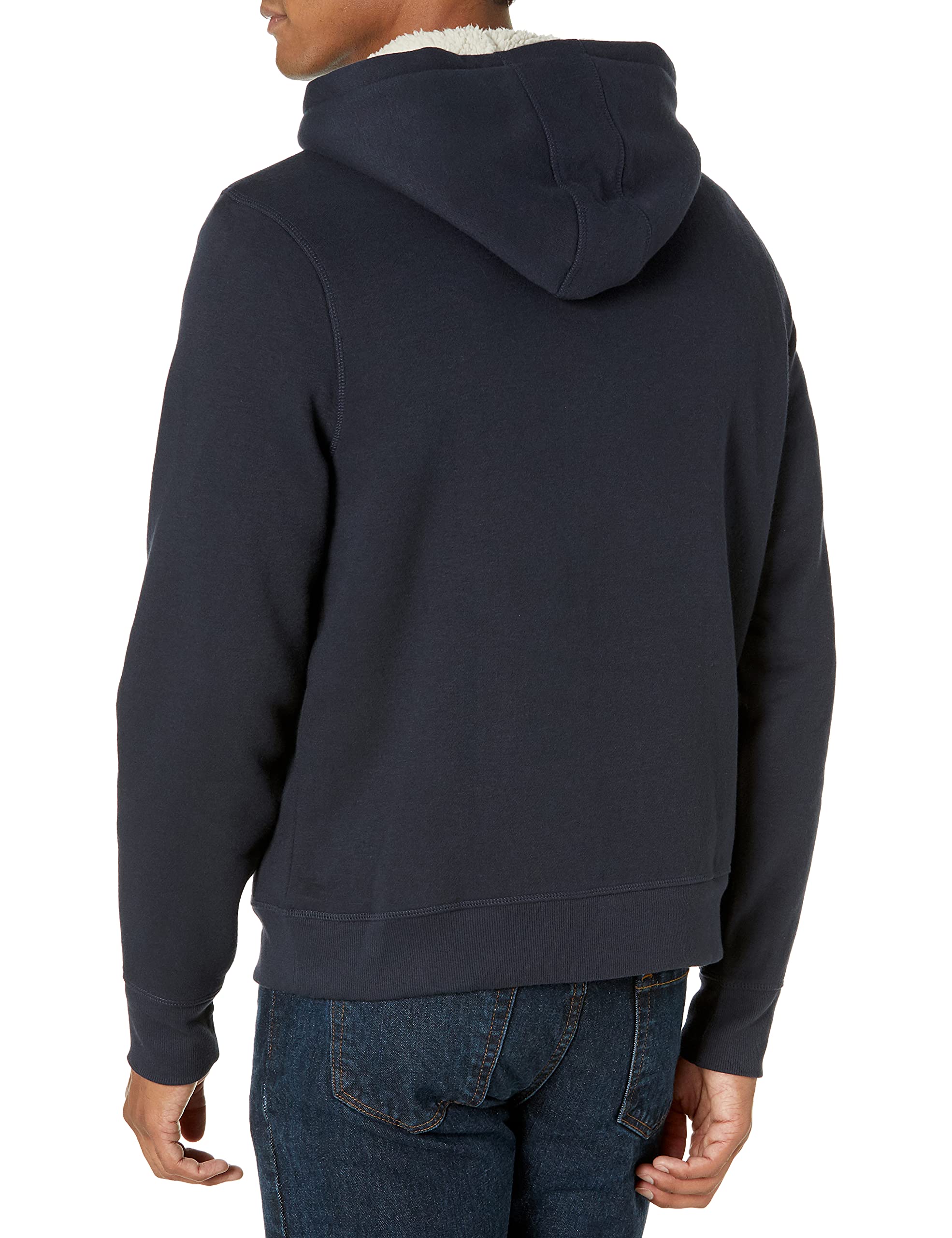 Amazon Essentials Men's Sherpa-Lined Full-Zip Fleece Hoodie, Navy, Small