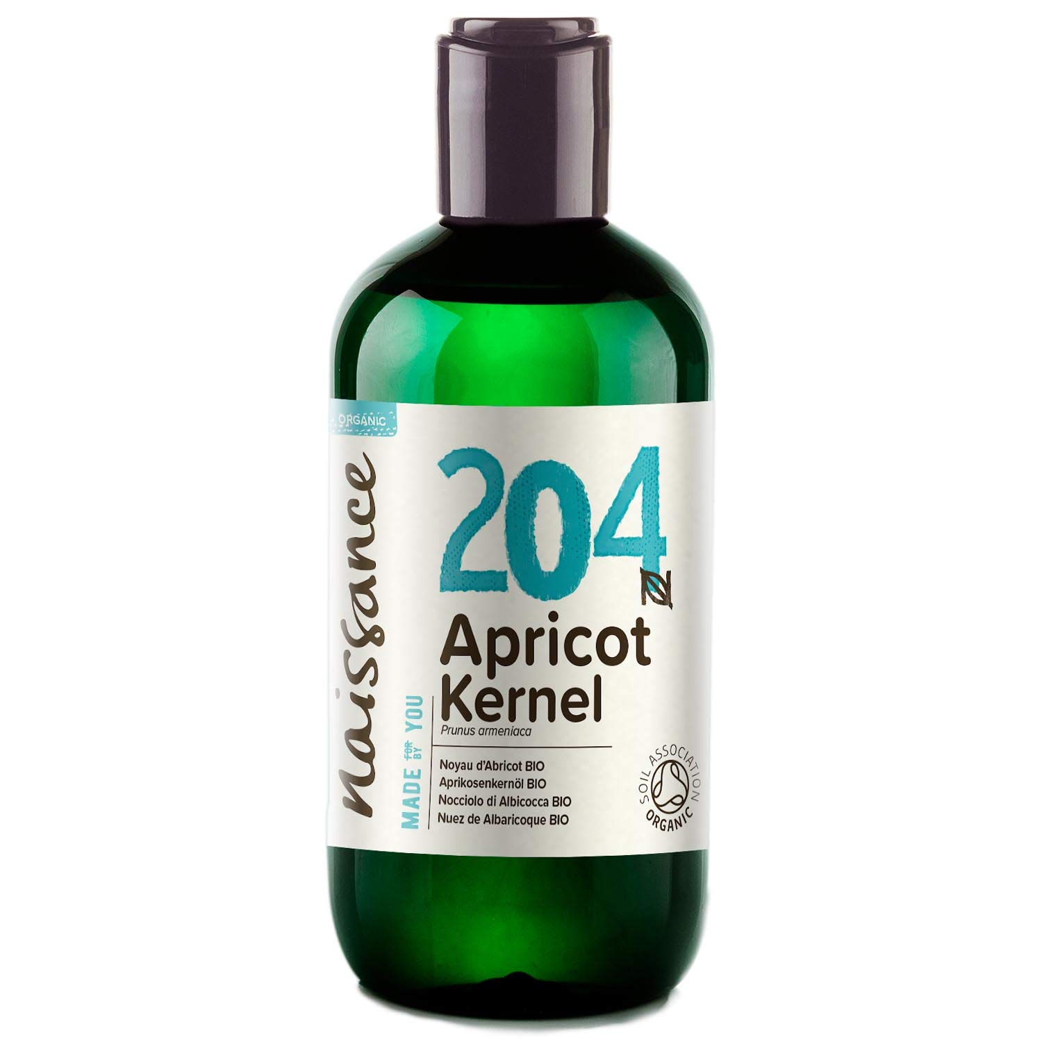 naissance Certified Organic Apricot Kernel Oil 8 fl oz - 100% Pure Natural Cold Pressed Vegan, Hexane Free, No GMO - Ideal as a Massage Base Oil - Moisturizes & Conditions Hair & Skin