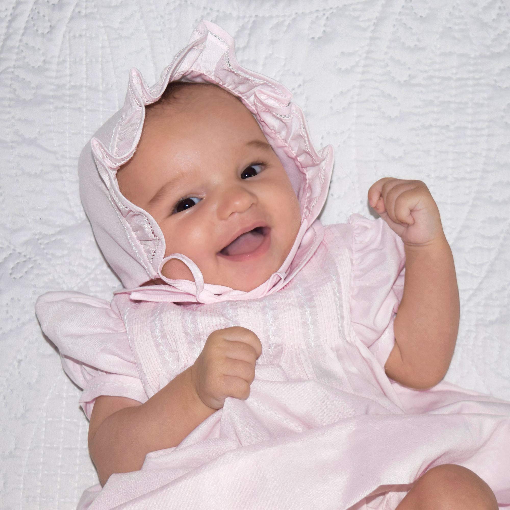 Petit Ami Baby Girls' Dress with Pintucks and Feather Stitching, 9 Months, Pink