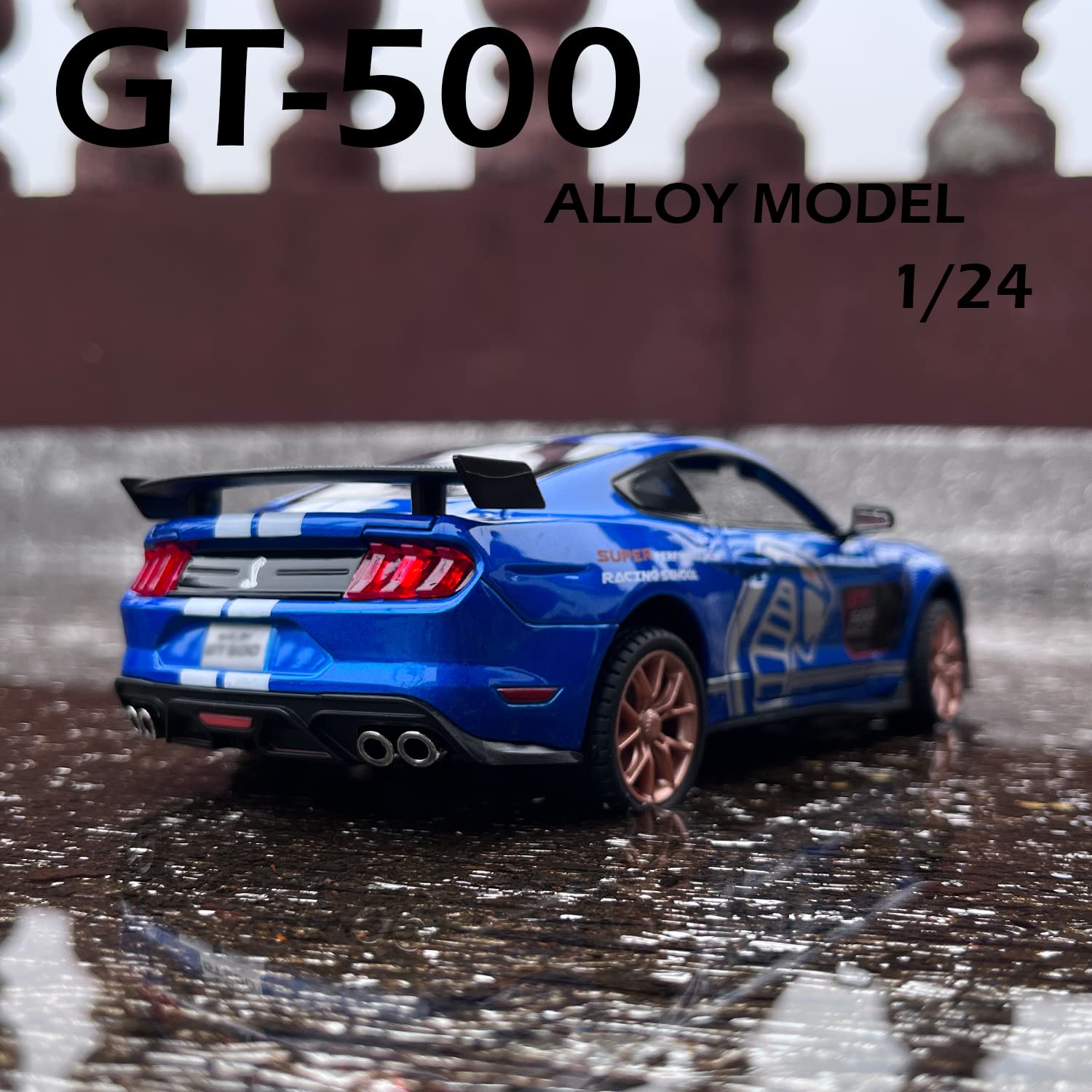 JACKIEKIM 1:24 Alloy Pull Back Car Diecast Model Truck for Forte Mustang,Collection, Mini Simulation Vehicles Toys for Kids,Boyfriend,Young Peoples Gift(Blue)