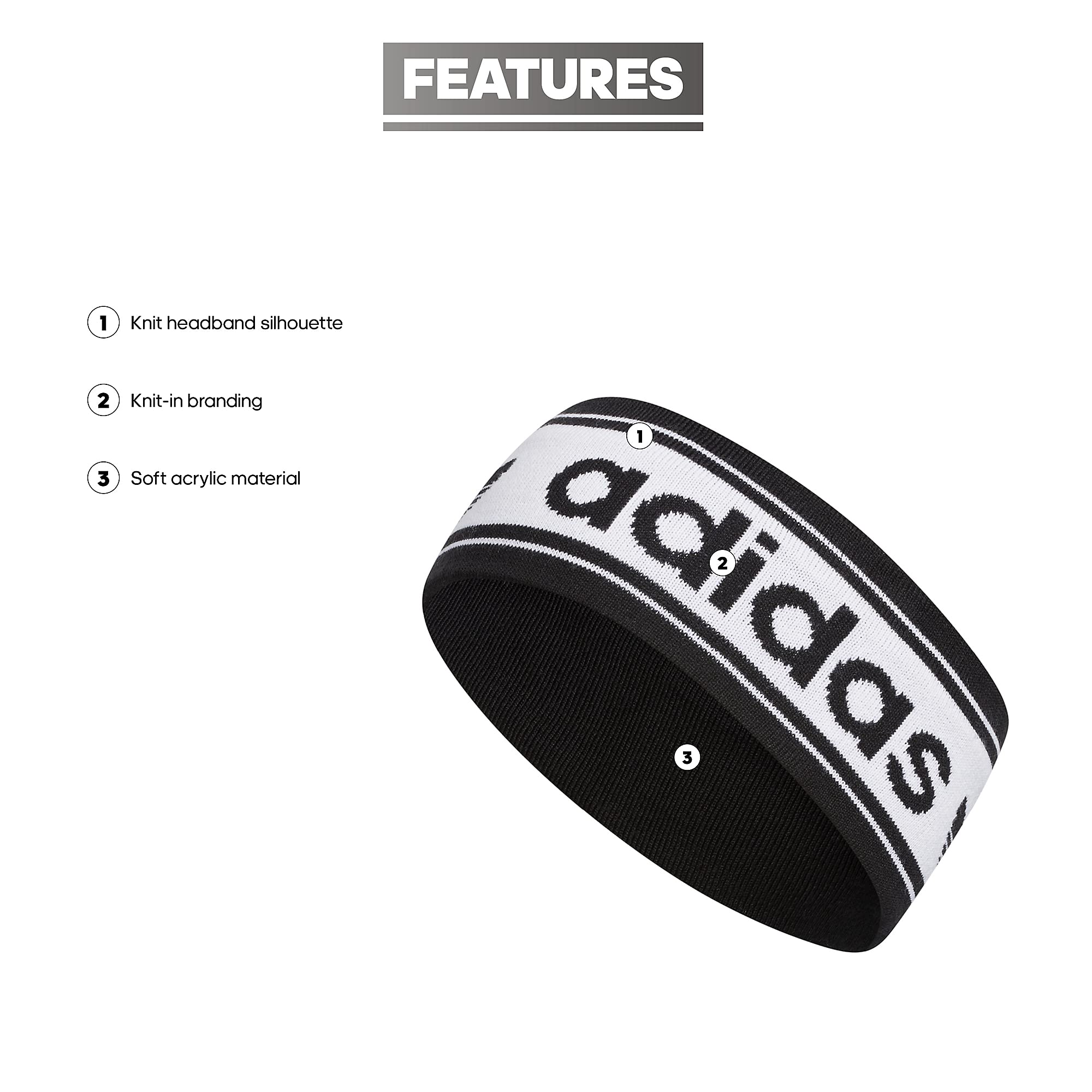 adidas Originals Unisex Originals Sport Headband, Black/White 2, One Size