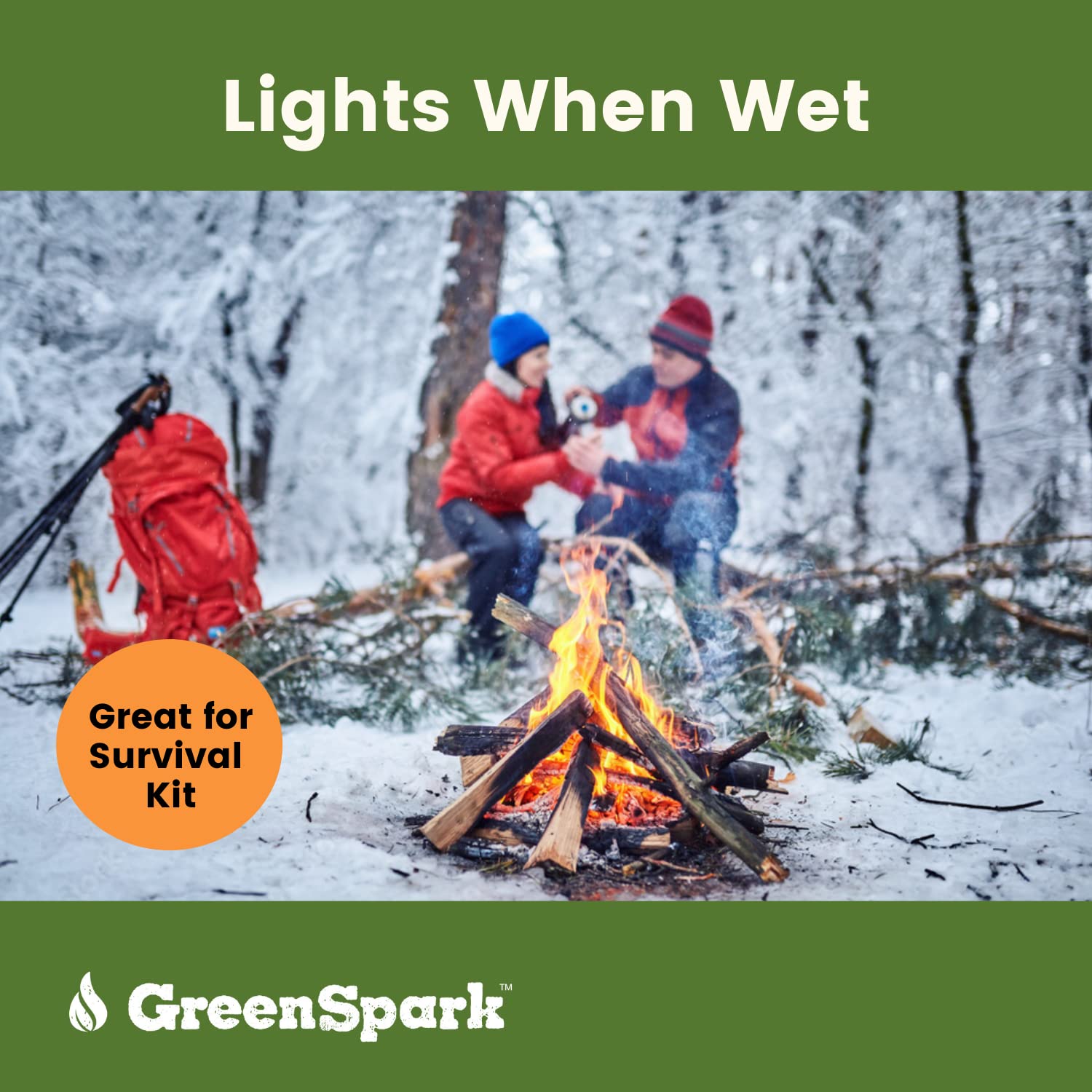GreenSpark Firesticks Fire Starters for Fire Pit, Campfire, FireplaceBBQ Grill, Wood & Pellet Stove, Camping, Survival Safety Kit, Fast Lighting, Long Burn, Waterproof, Indoor Outdoor Use (48 Count)