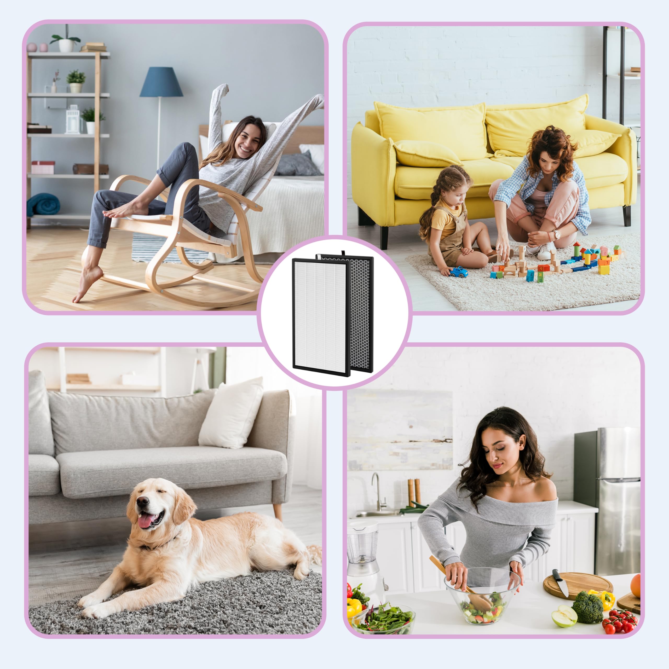 AD5000 Replacement Filter for Air Dr. Air Purifier Filter AD5000, 2 HEPA(H13) Filter and 2 Carbon Filters(2 sets-A total of 4)