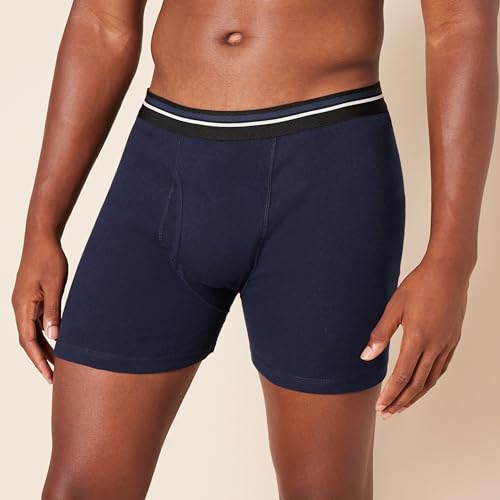 Amazon Essentials Men's Tag-Free Boxer Briefs, Pack of 5, Charcoal/Dark Blue/Dark Navy, X-Large