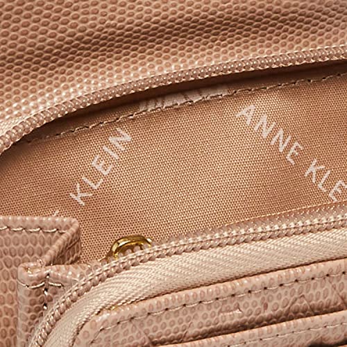 Anne Klein AK Small Embossed Flap Wallet w/Key Ring, Truffle
