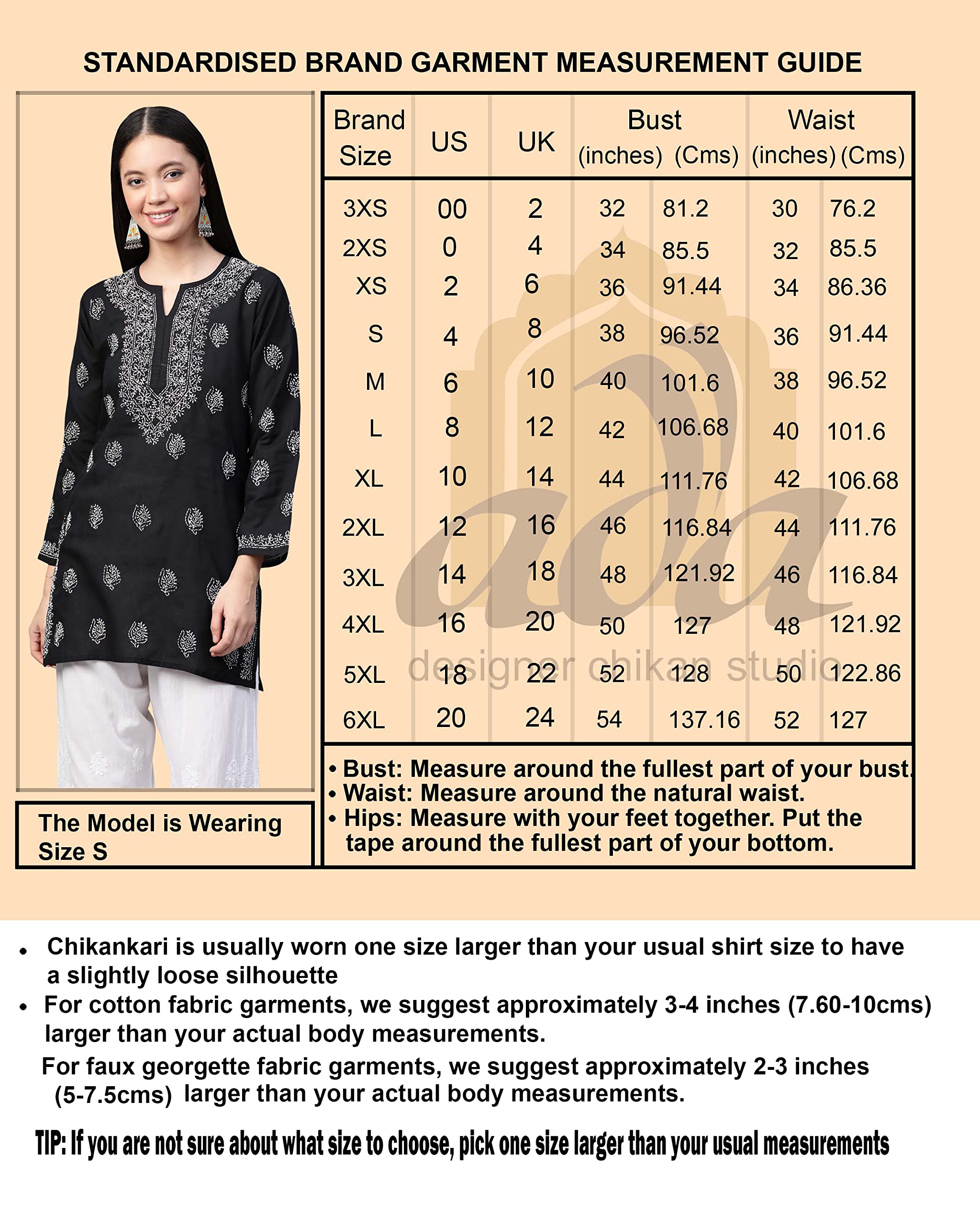 Ada Indian Hand Embroidered Chikankari White Cotton Top Tunic Kurti Shirt for Women A208704 (X-Small)